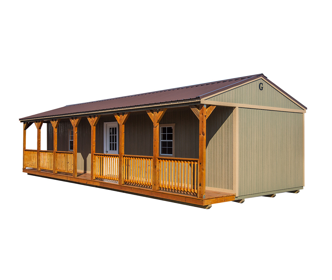 Graceland Side Porch Cabin | Portable cabin for sale at Bayou Outdoors